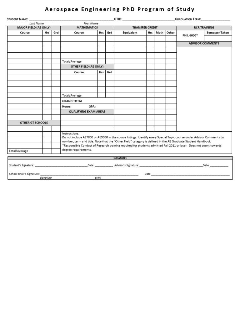 Aerospace Engineering PhD Study Guide | PDF