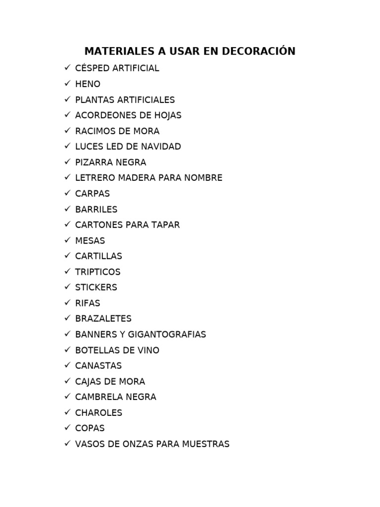 Materiales A Usar en Decoración | PDF