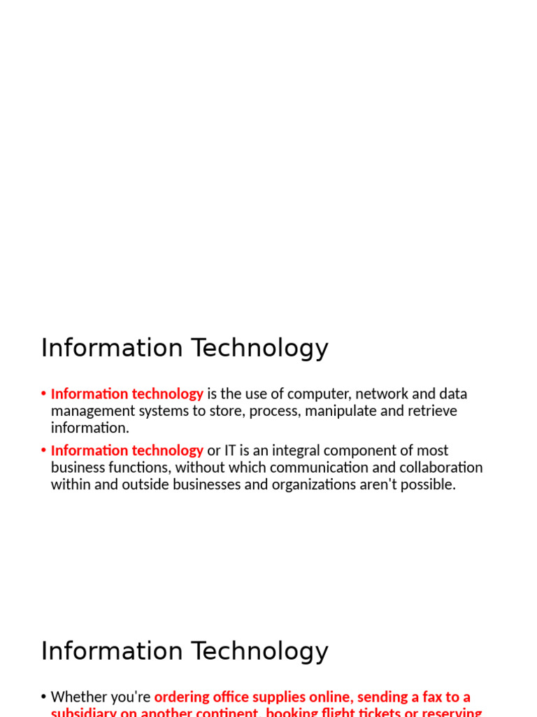 Functions and Roles of Information Technology | PDF | Information ...