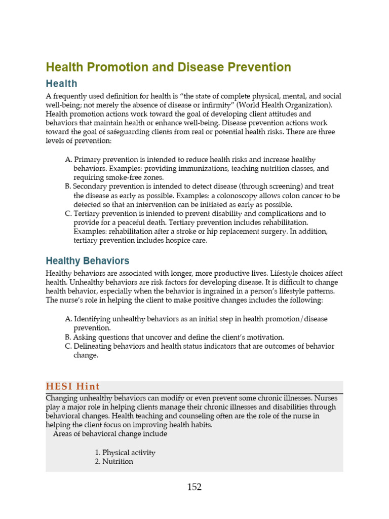 Health Promotion and Disease Prevention | PDF