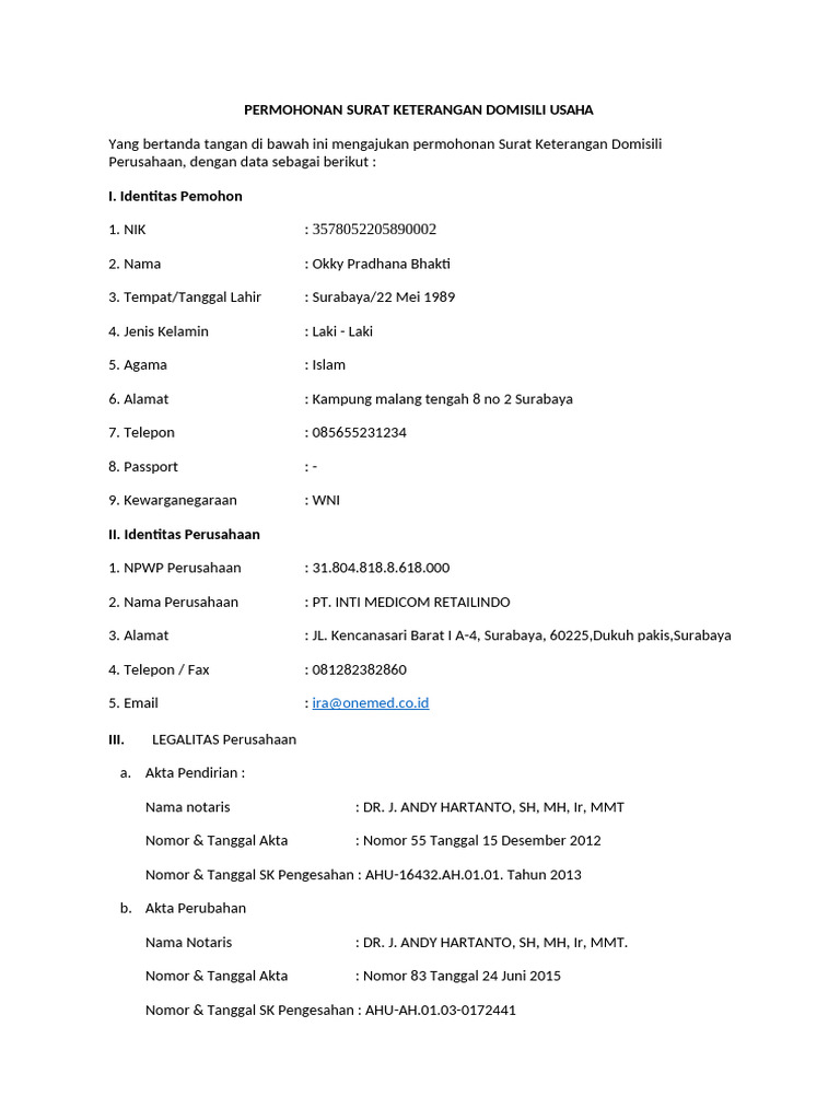 Permohonan Surat Keterangan Domisili | PDF