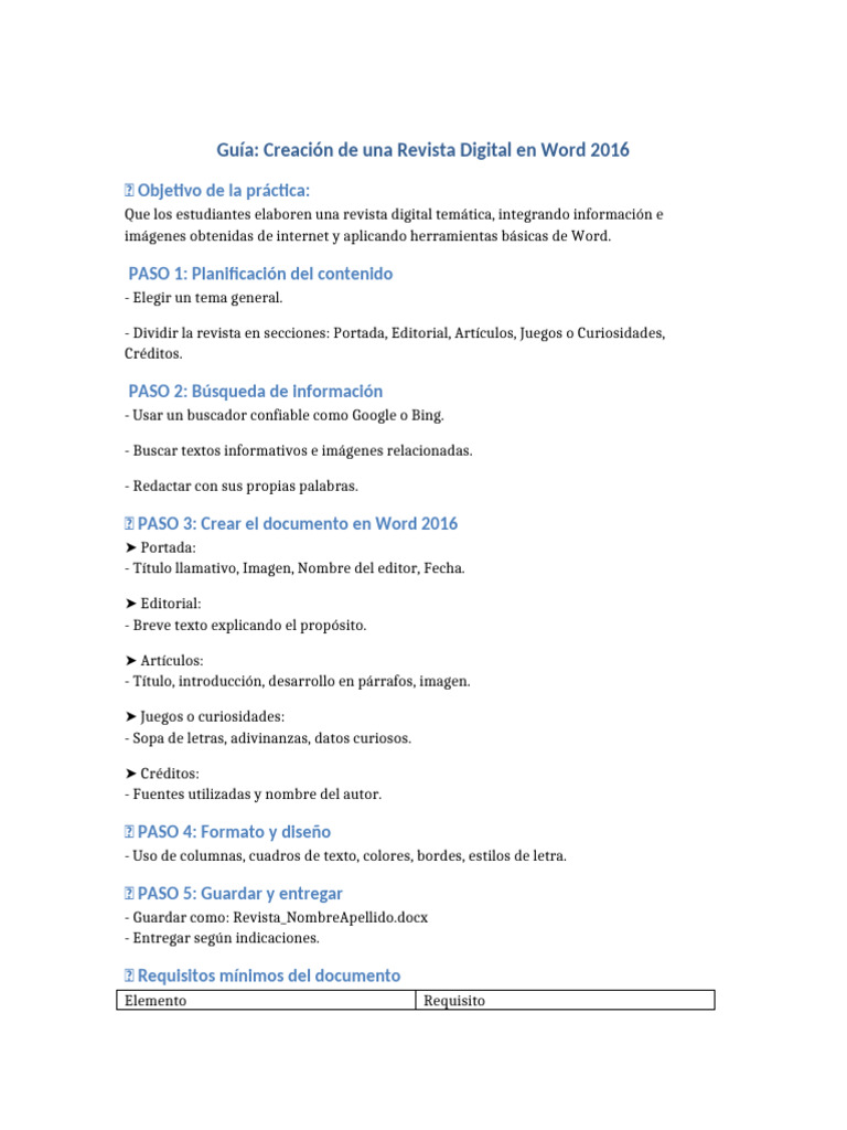 Revista Digital en Word 2016: Guía Práctica | PDF | Publicación | Diseño