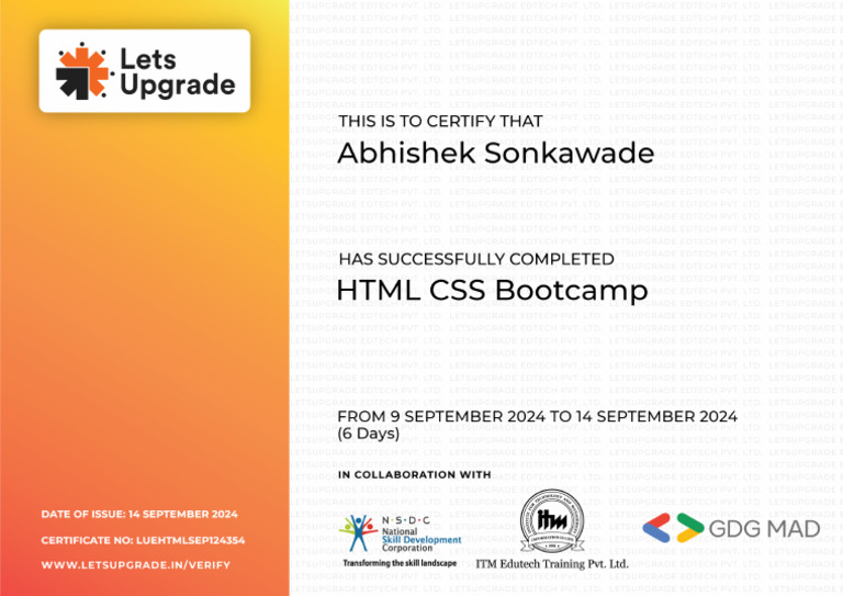 HTML Certificate | PDF