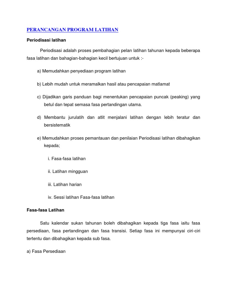 Perancangan Program Latihan | PDF