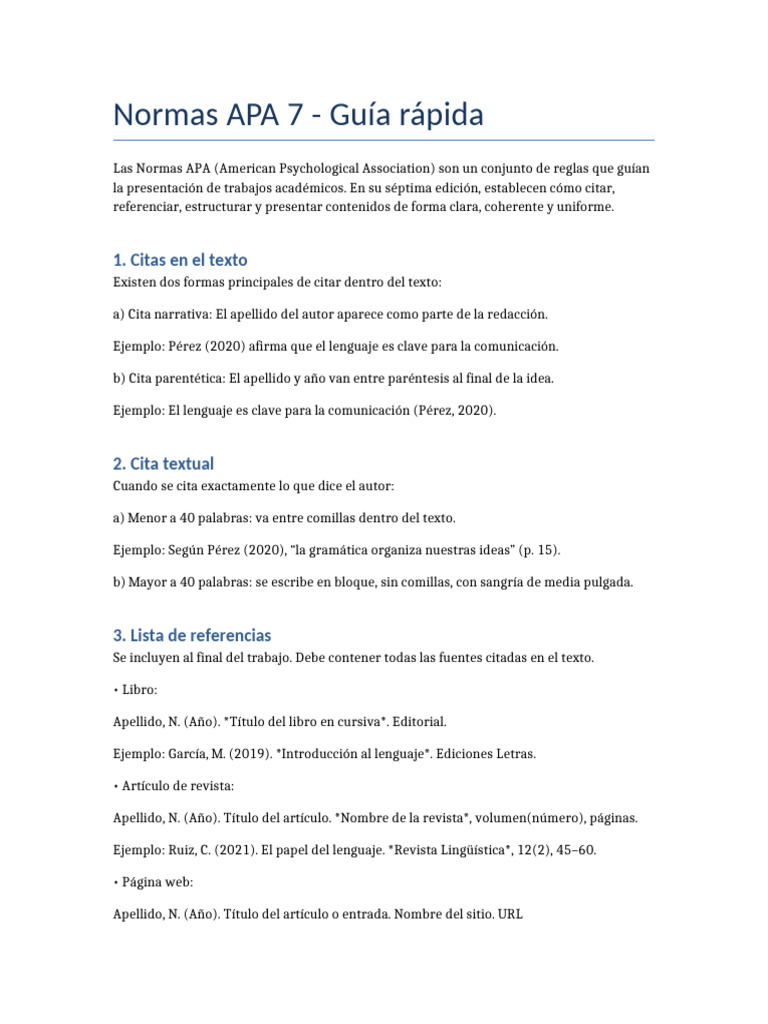 Normas APA7 Guia Rapida | PDF
