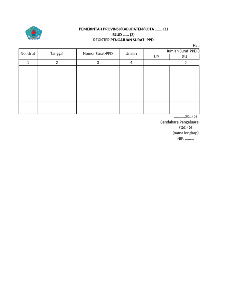 Tabel 8. Format Register Surat-PPD | PDF