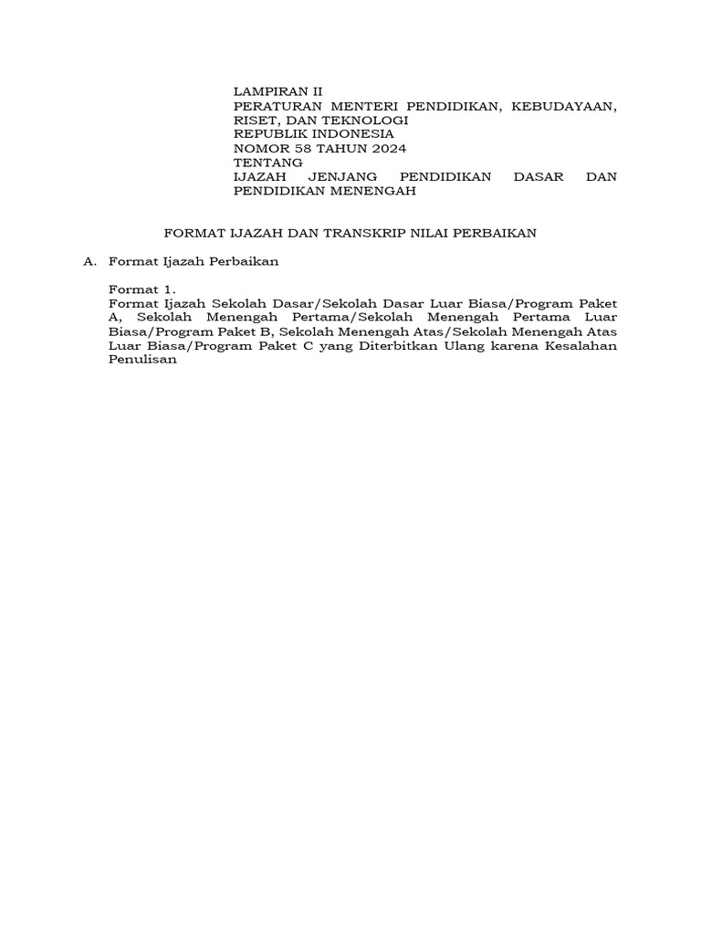 4801 Format Ijazah Dan Transkrip Digital 2025 Nilai Perbaikan | PDF