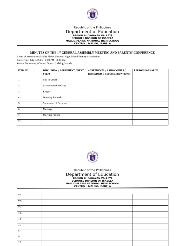 Minutes of 1st General Assembly Meeting | PDF