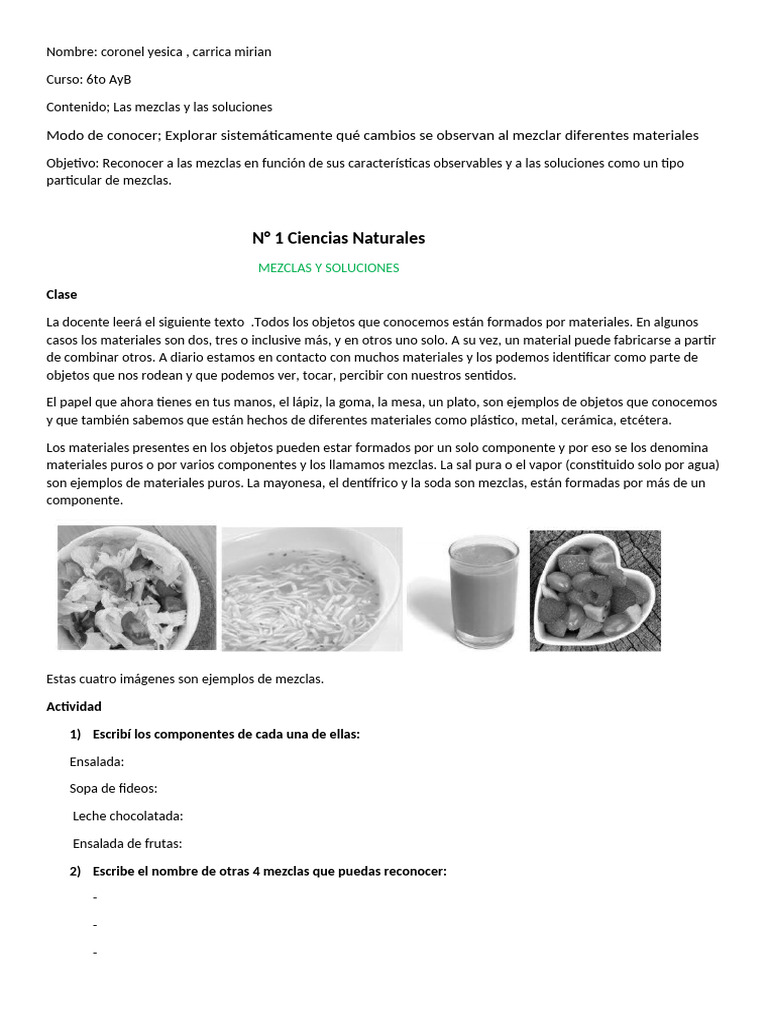 MEZCLAs Y SOLUCIONES 1 | PDF | Mayonesa | Té
