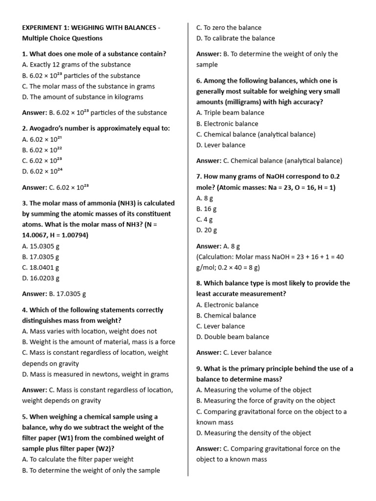 Sample Generated CHM 107 Obj Questions | PDF | Titration | Chemistry