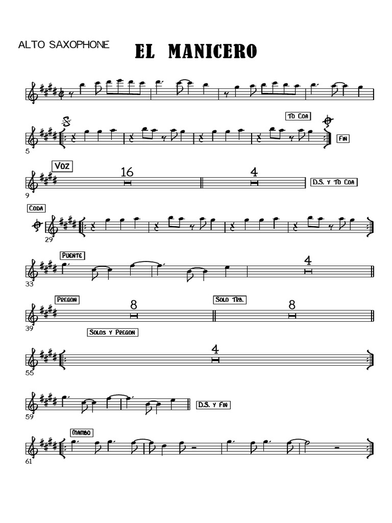 Alto Sax EL MANICERO | PDF