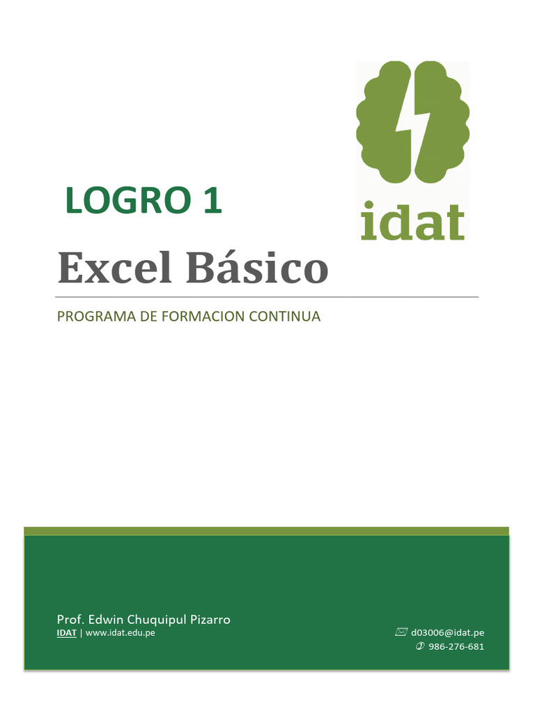 Manual Excel Basico Logro 1 | PDF | Hoja de cálculo | Microsoft Excel