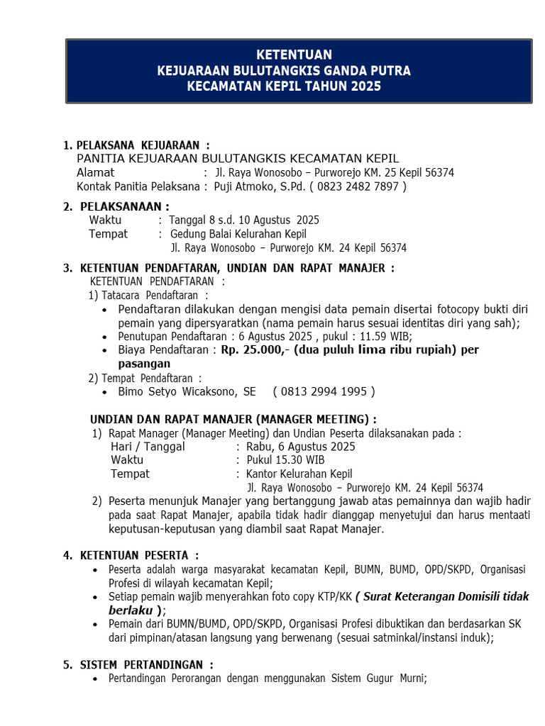 Kejuaraan Bulutangkis Ganda Putra 2025 | PDF