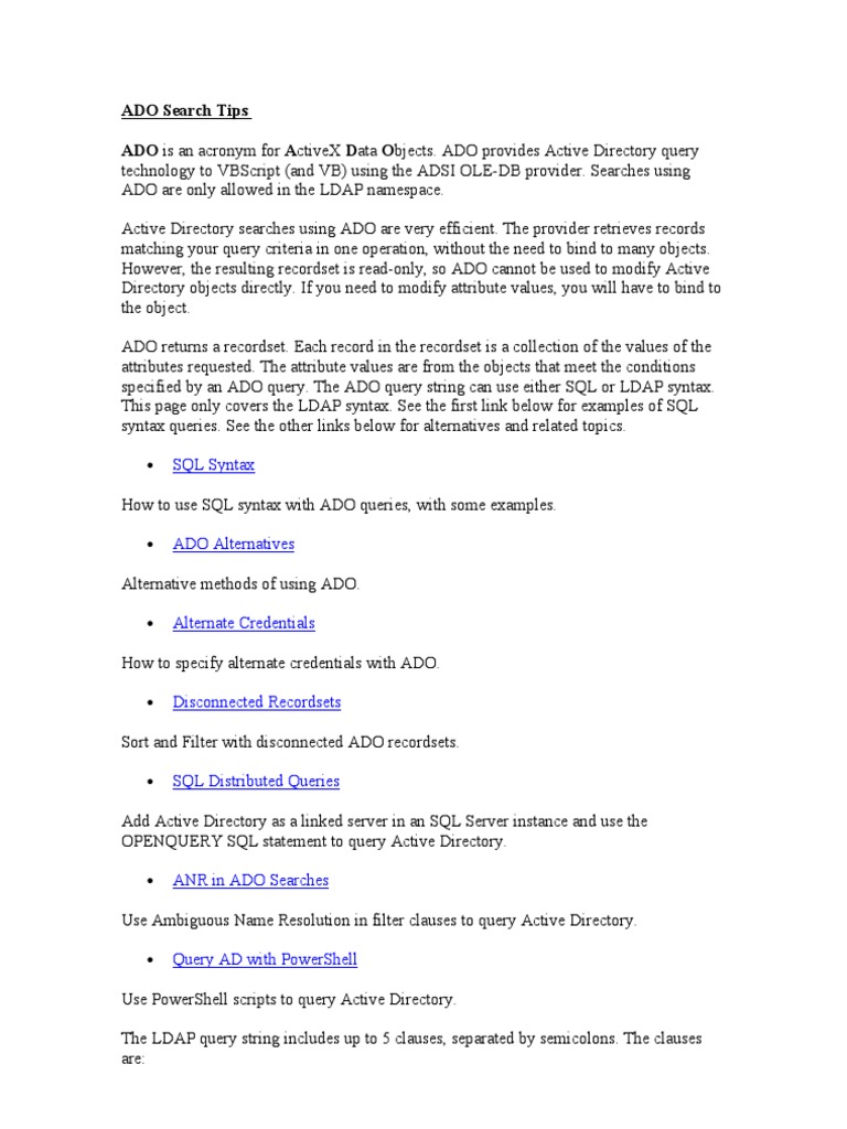 Ado | PDF | Active Directory | Command Line Interface