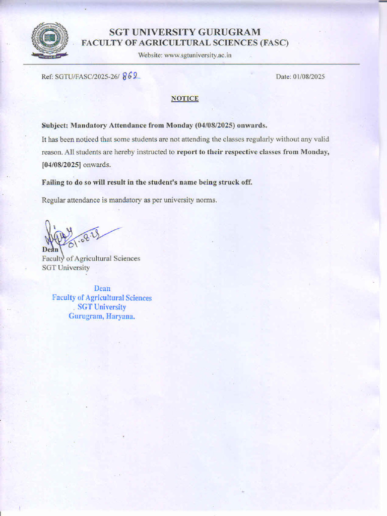 Attendance Notice | PDF