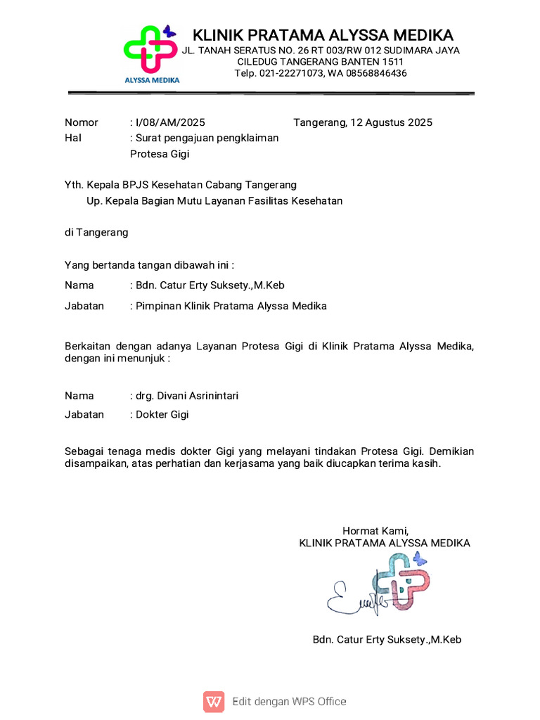Surat Pengajuan Protesa | PDF