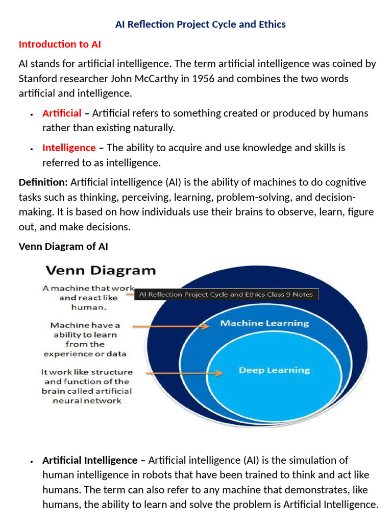 AI Reflection Project Cycle & Ethics | PDF | Artificial Intelligence ...