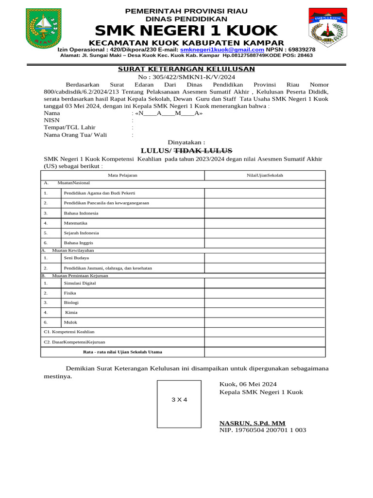 Contoh SKL Ok | PDF