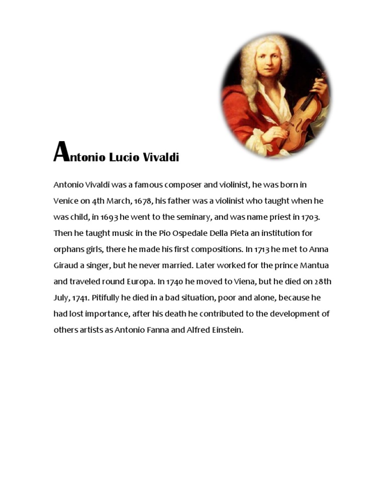 Vivaldi: Life of a Baroque Composer | PDF | Art | Classics