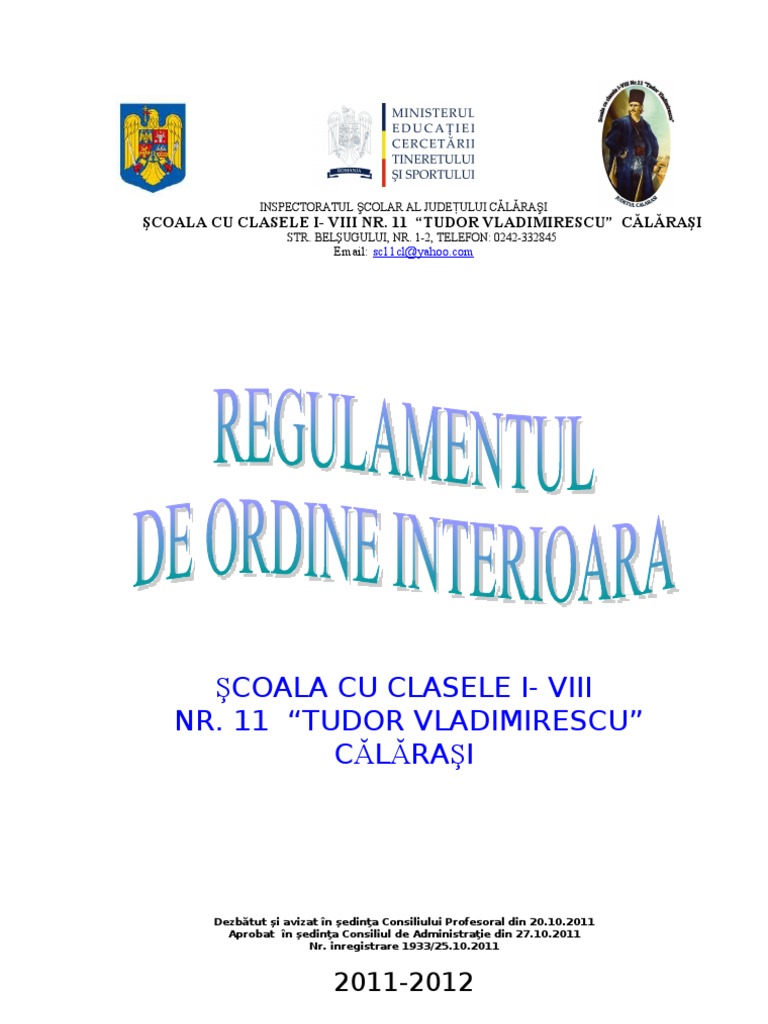 REGULAMENT DE ORDINE INTERIOARA