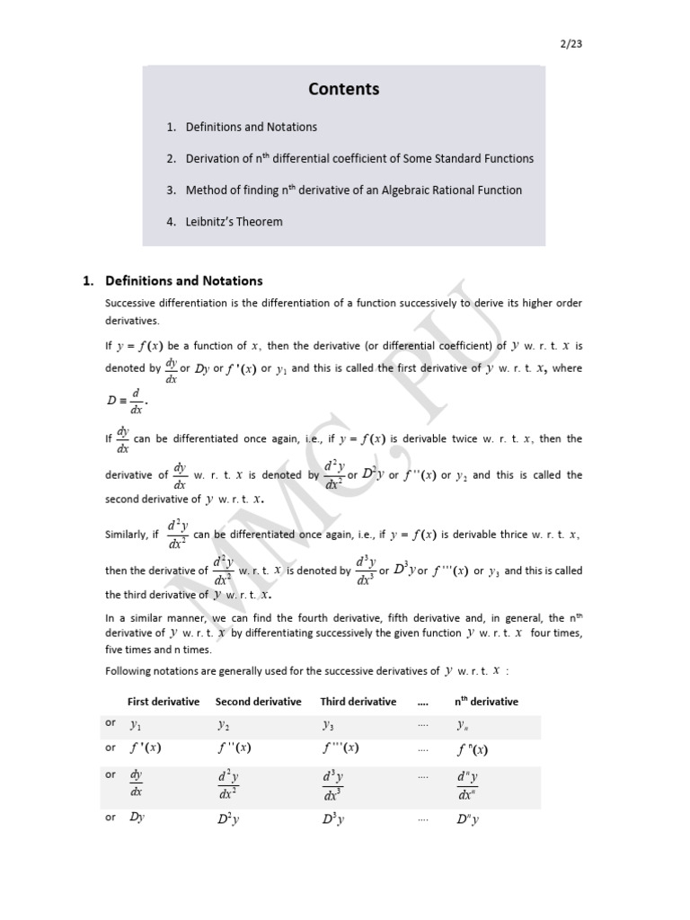 Successive Differentiation 11 | PDF | Derivative | Equations