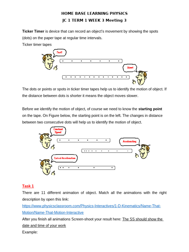 WS. 1.3.3 Ticker Timer Tape | PDF