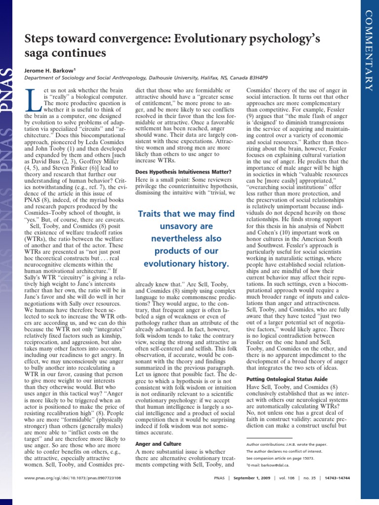 Steps Toward Convergence: Evolutionary Psychology's Saga Continues ...