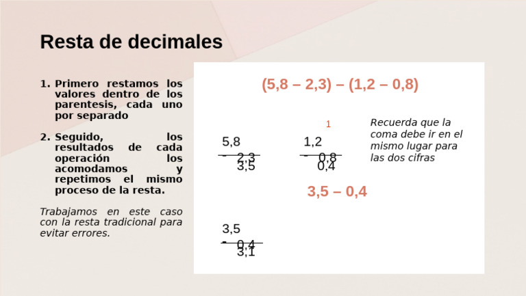 Resta de Decimales | PDF