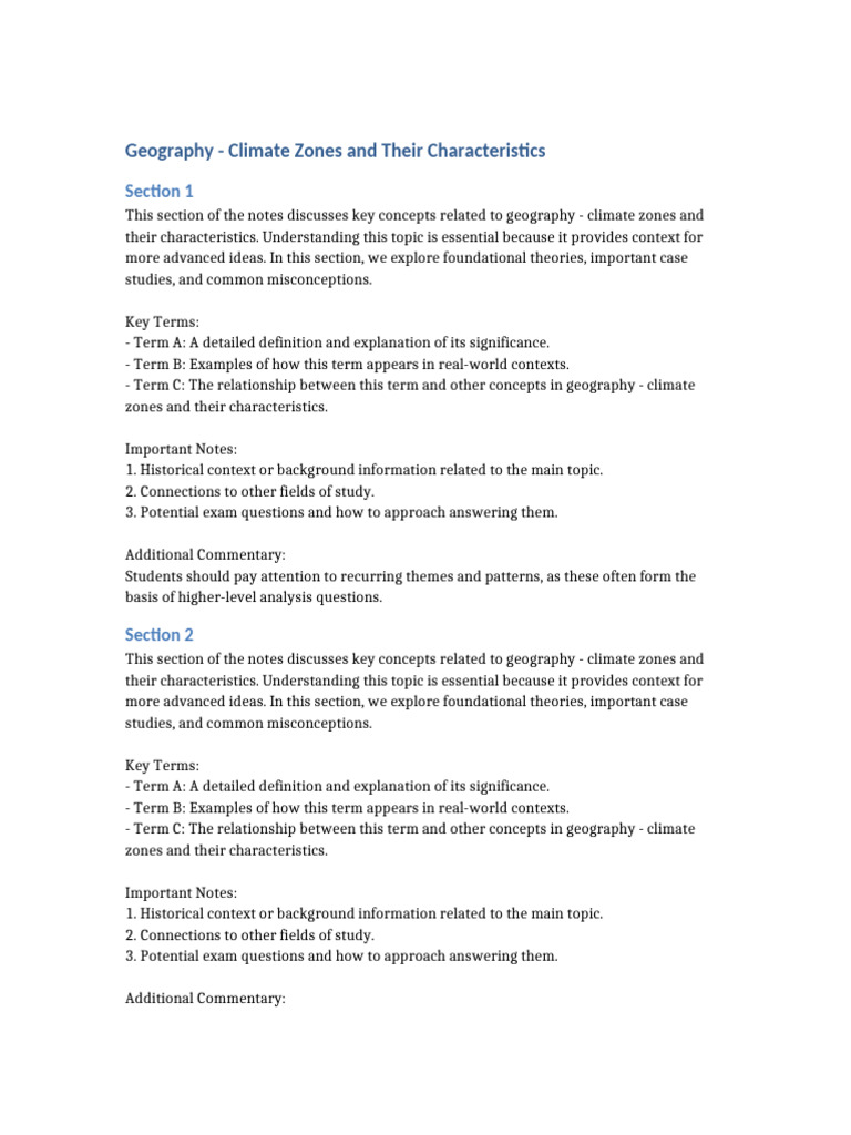 Geography Climate Zones and Their Characteristics | PDF | Geography ...