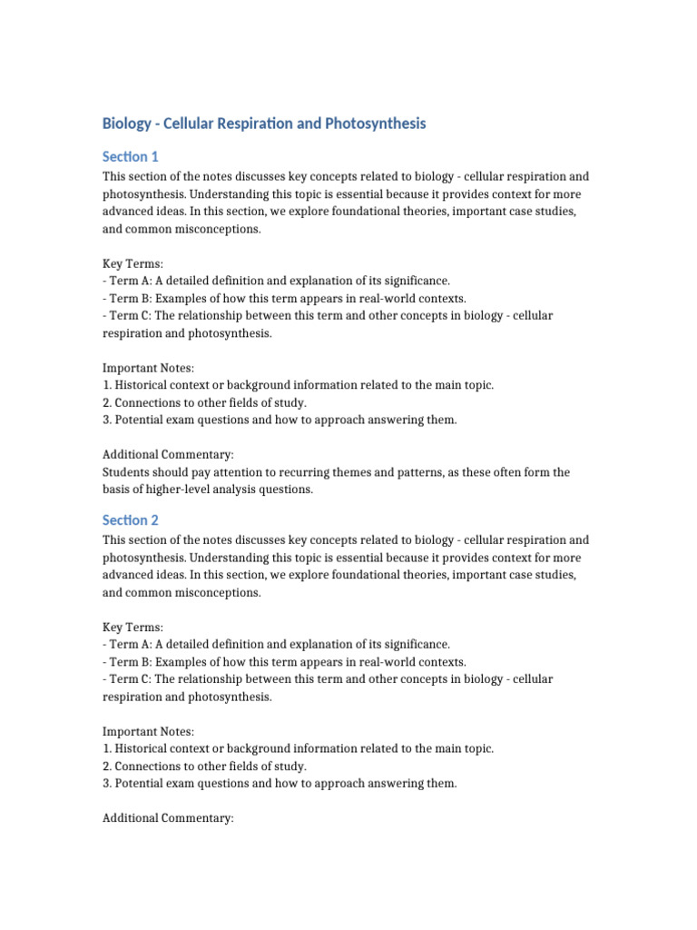 Biology Cellular Respiration and Photosynthesis | PDF | Concept ...