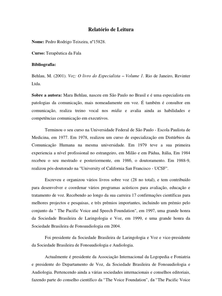Relatório de Leitura 1