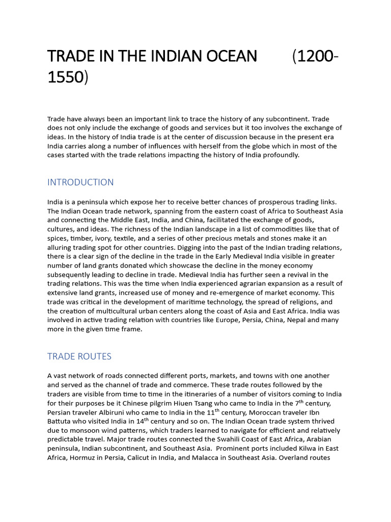 Indian Ocean Trade: 1200-1550 Overview | PDF | Trade | Indian Ocean