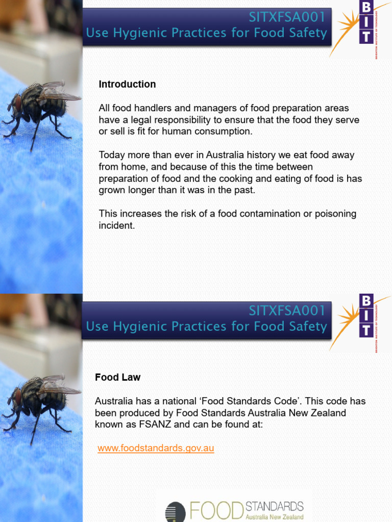 Use Hygienic Practices For Food Safety SITXFSA001 - Powerpoint | PDF ...