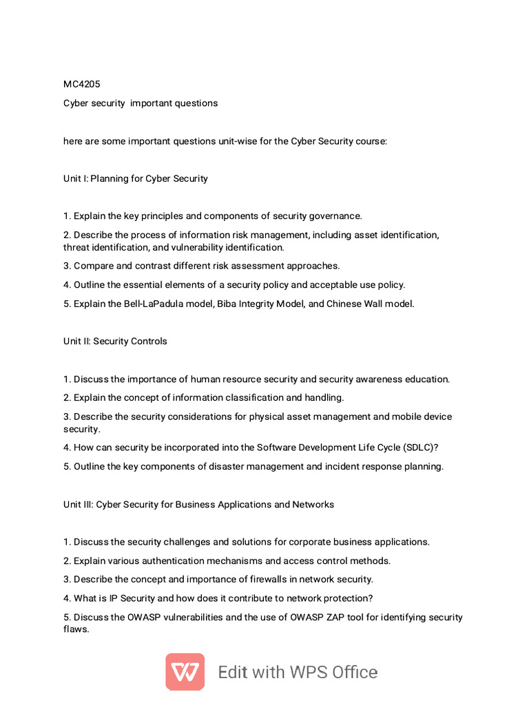 Cyber Security Questions | PDF