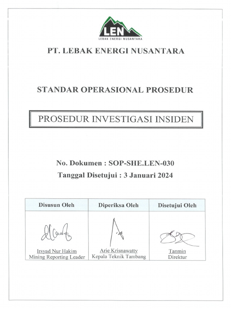 Sop-She - Len-030 Prosedur Investigasi Insiden | PDF
