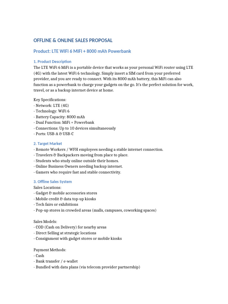 LTE WiFi6 MiFi Proposal | PDF | Pricing | Battery Charger