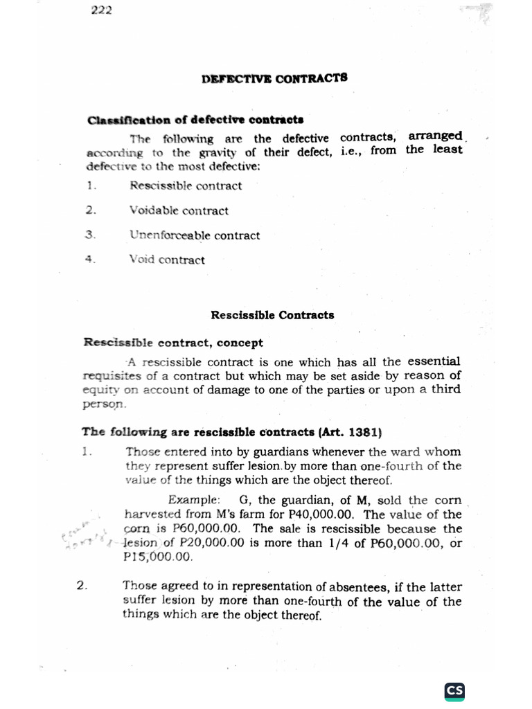 Rescissible Contracts | PDF