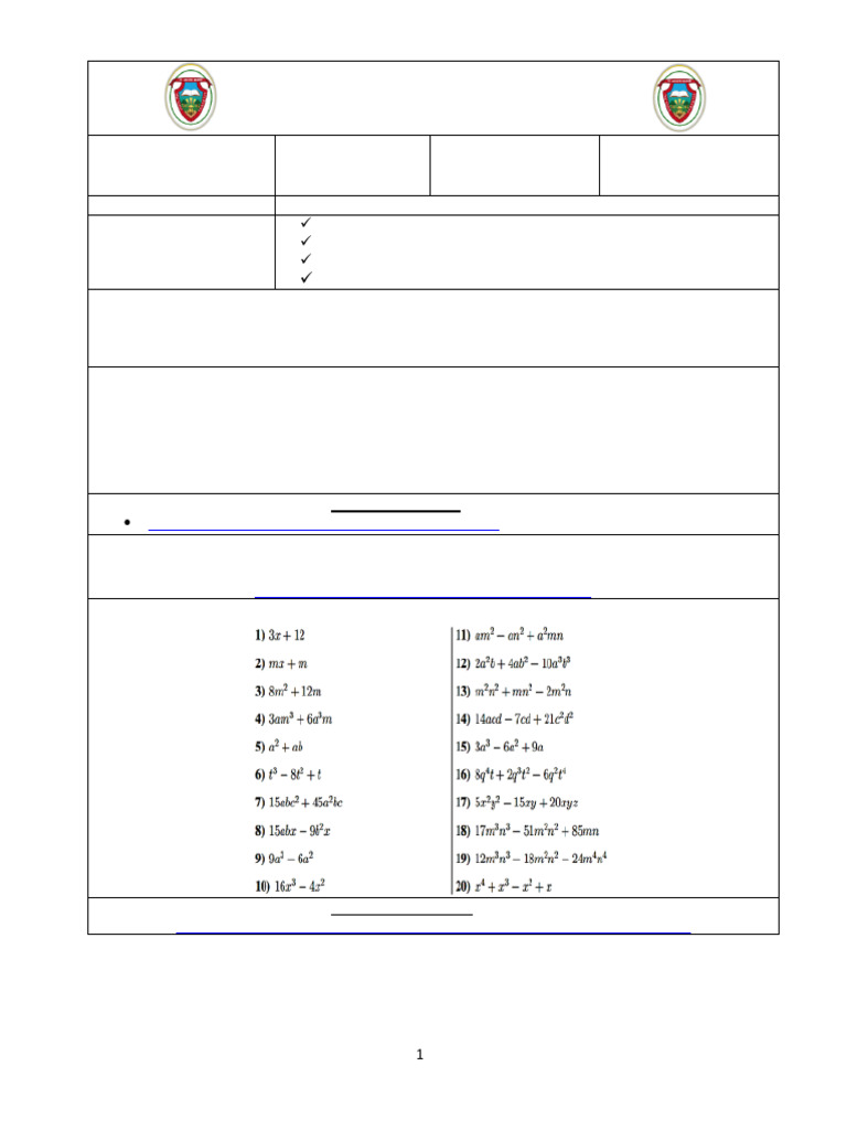 Guia Matematica 8° Periodo 2 | PDF | Factorización | Cuantil