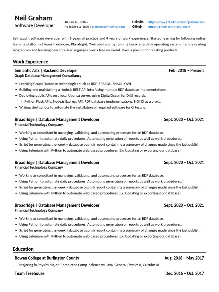 Neil Graham Resume (8/2022 v2) | PDF | Selenium (Software) | Python ...