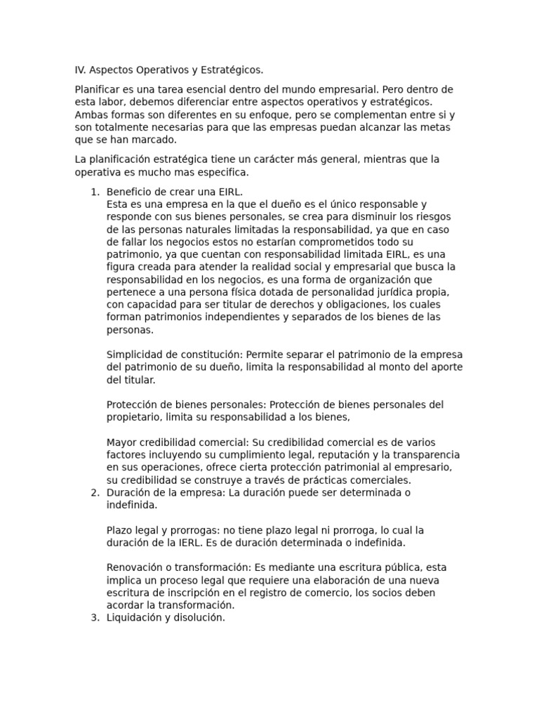 Planificación Estratégica y Operativa EIRL | PDF