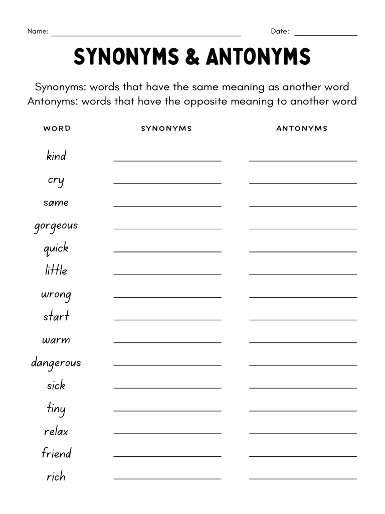 Grammar Synonym and Antonyms | PDF