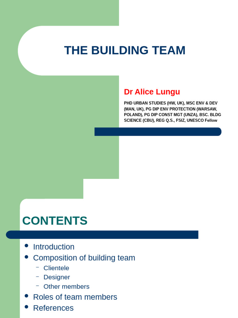Lect 4 - The Building Team | PDF | Architect