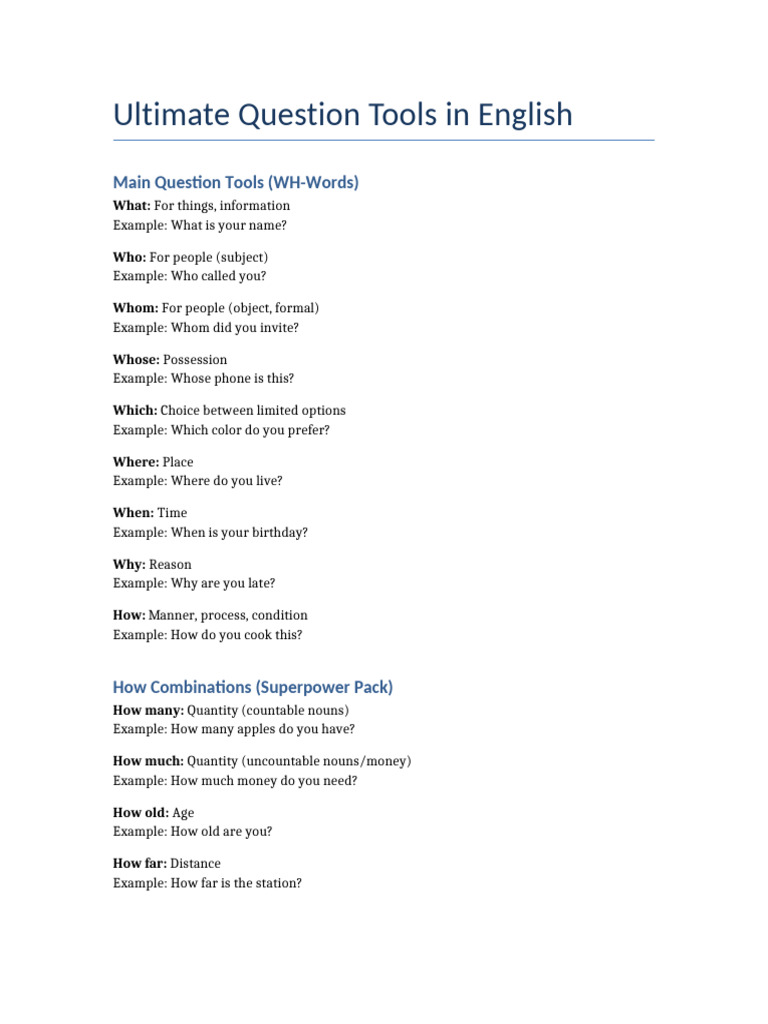 Ultimate Question Tools | PDF