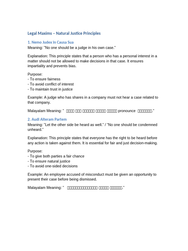 Legal Maxims Natural Justice | PDF
