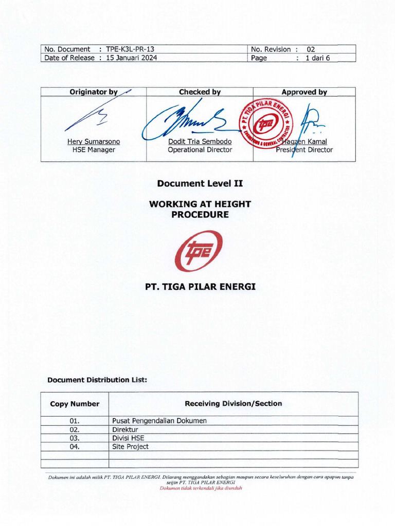 Working at Height Procedure | PDF