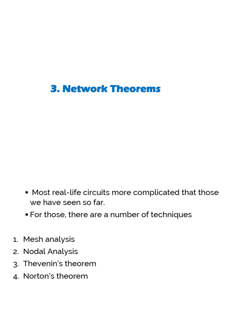 Network Theorems and Circuit Analysis | PDF | Electromagnetism ...
