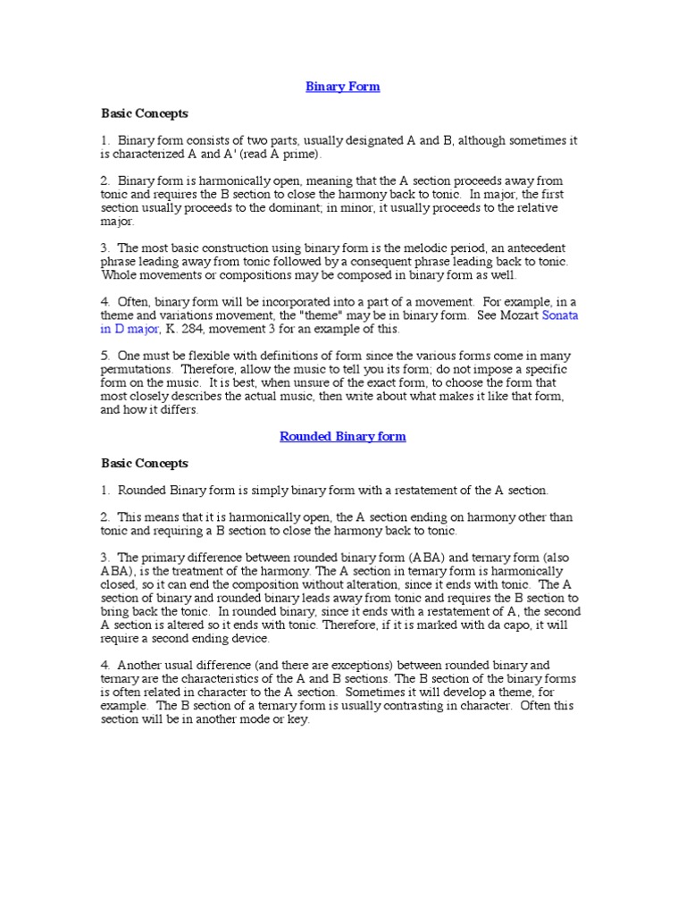 Binary Form | PDF | Harmony | Performing Arts