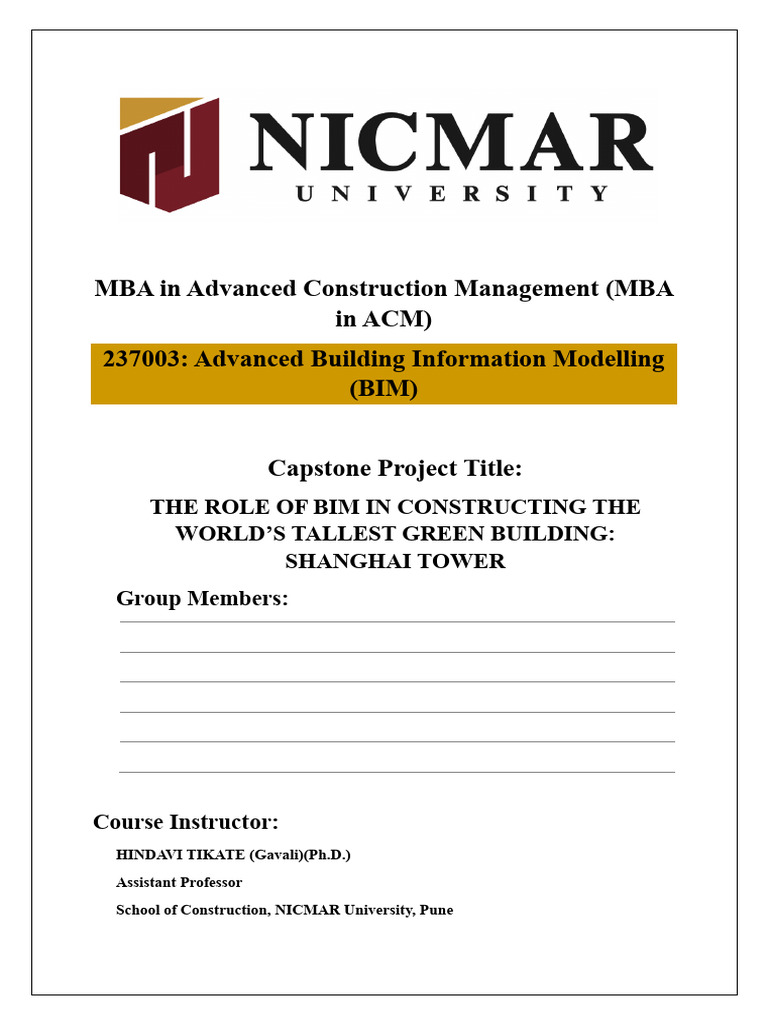 BIM - Capstone Project Report | PDF | Building Information Modeling | Simulation