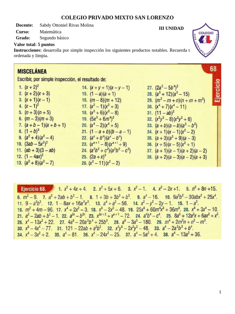 Prod. Not . Miscelánea | PDF