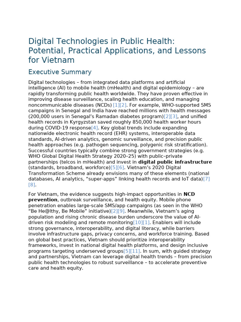 Digital Technologies in Public Health - Potential, Practical ...